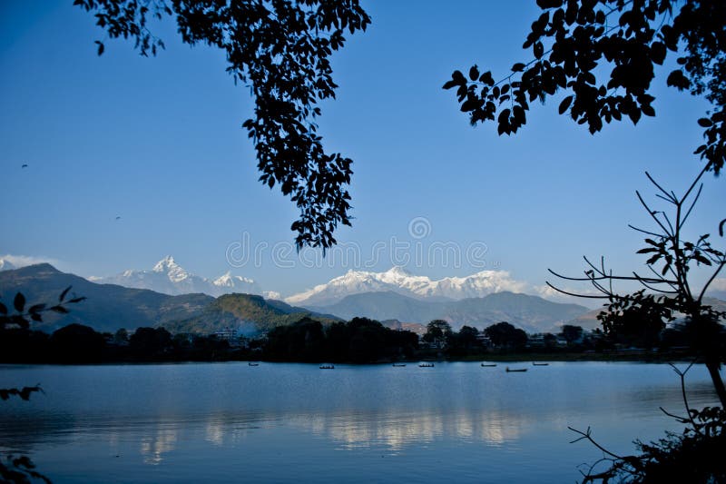 Phewa Lake stock photo. Image of nature, nepal, tranquil - 18315064