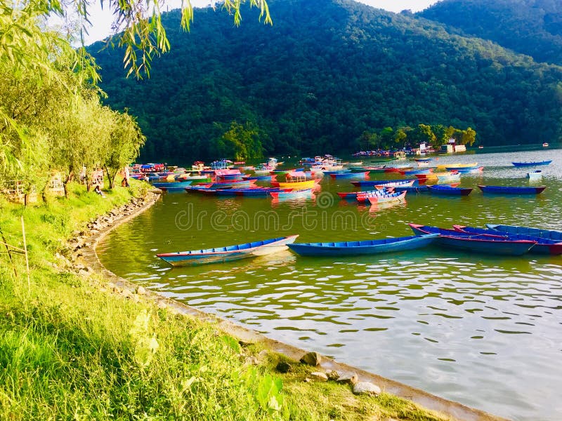 Phewa Lake view stock photo. Image of lake, beautiful - 180078582