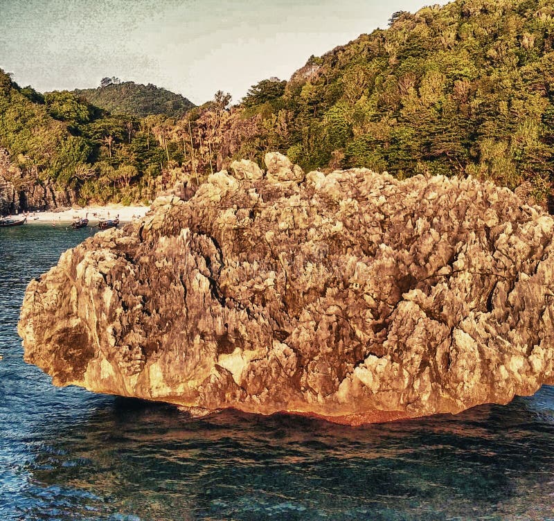 Phi Phi Don, Thailand. Aerial View of Famous Nui Beach at Sunset Stock ...