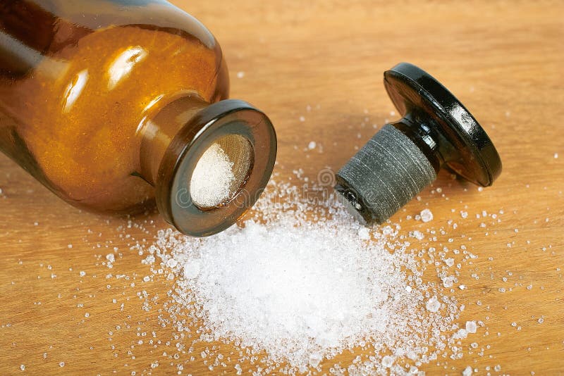 Phial with White Powder on the Wooden Board Stock Photo - Image of ...