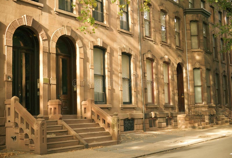 Brownstone stairs stock image. Image of doors, stairs - 2214191