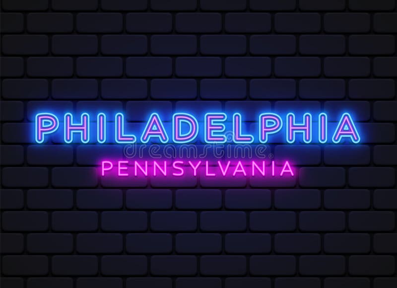 Philadelphia Neon in Vintage Style. Design Element Stock Vector ...