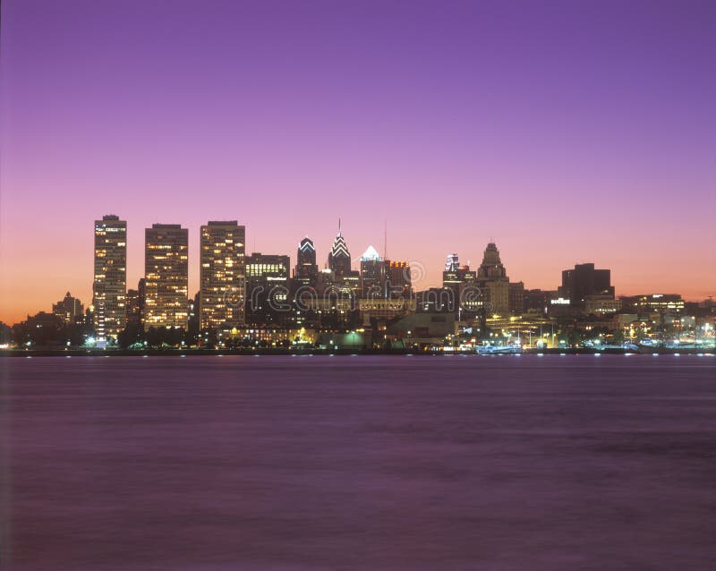 Philadelphia, PA Skyline at Sunset Editorial Stock Photo - Image of ...