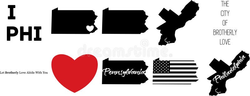 Philadelphia Pennsylvania Map with Heart Symbol Stock Vector ...