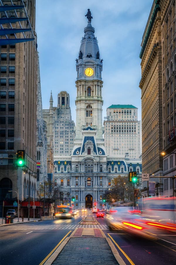 Philadelphia at dusk stock image. Image of attraction - 45043227