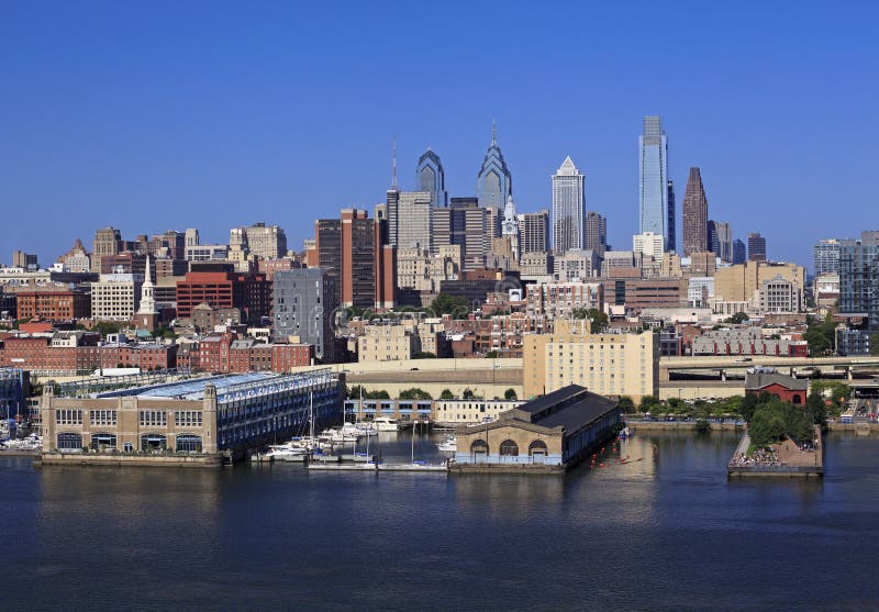 Philadelphia Skyline and Delaware River Stock Image - Image of skyline ...