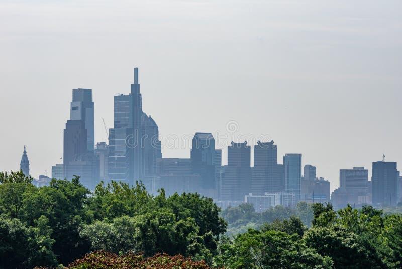 Philadelphia Skyline from a Distance Stock Image - Image of keywords ...