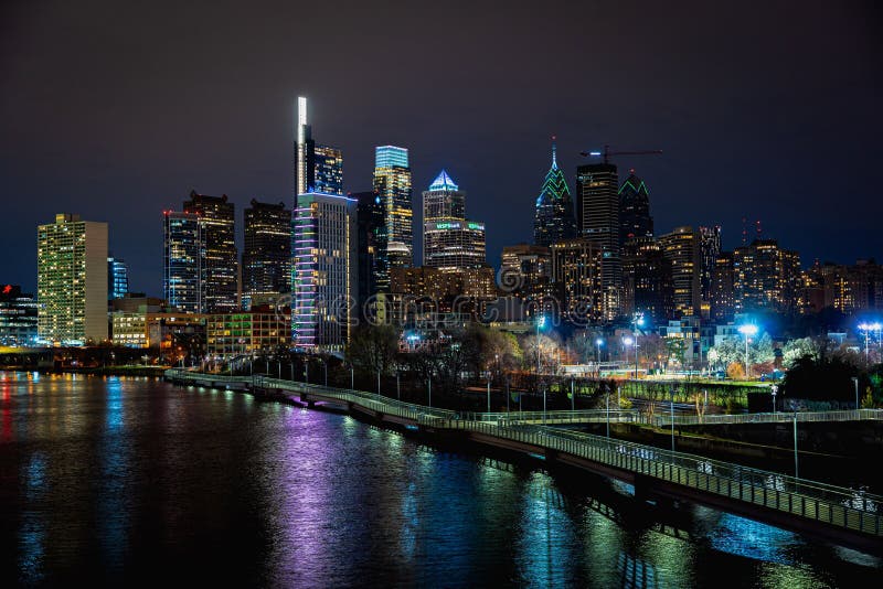 Philadelphia Skyline at Night from the South Street Bridge Editorial ... Philadelphia Skyline at Night from the South Street Bridge Editorial ...