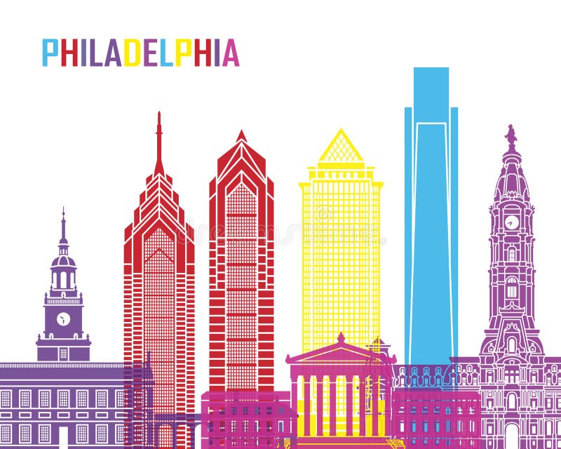 Philadelphia skyline pop stock vector. Illustration of architecture ...