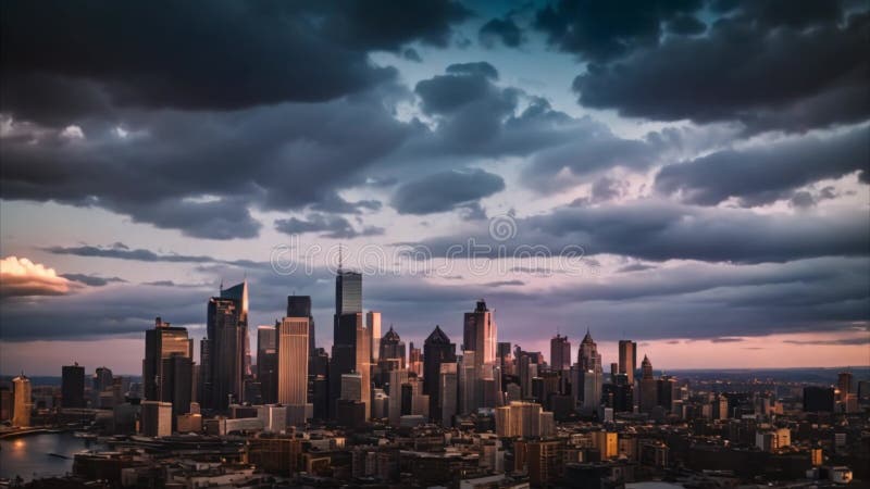 Philadelphia Skyline at Sunset Stock Footage - Video of visual ...