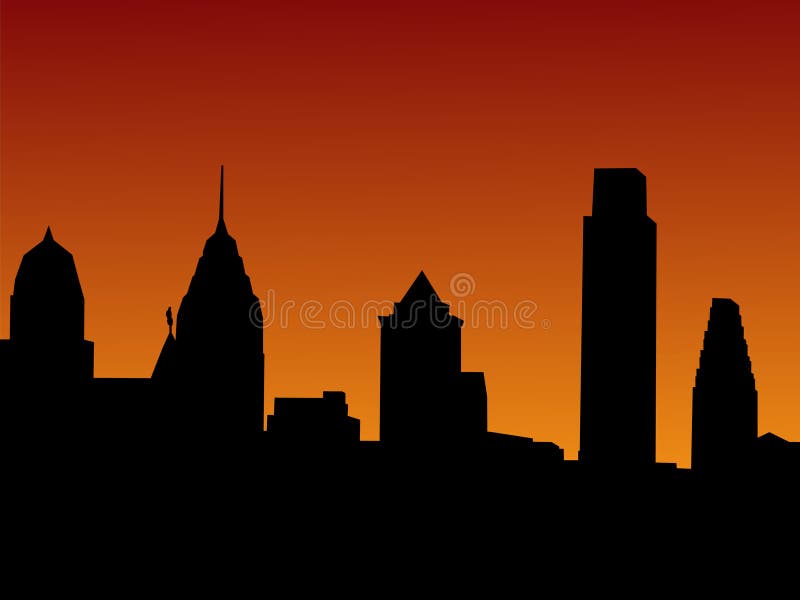Philadelphia at sunset stock vector. Illustration of architecture - 3792422