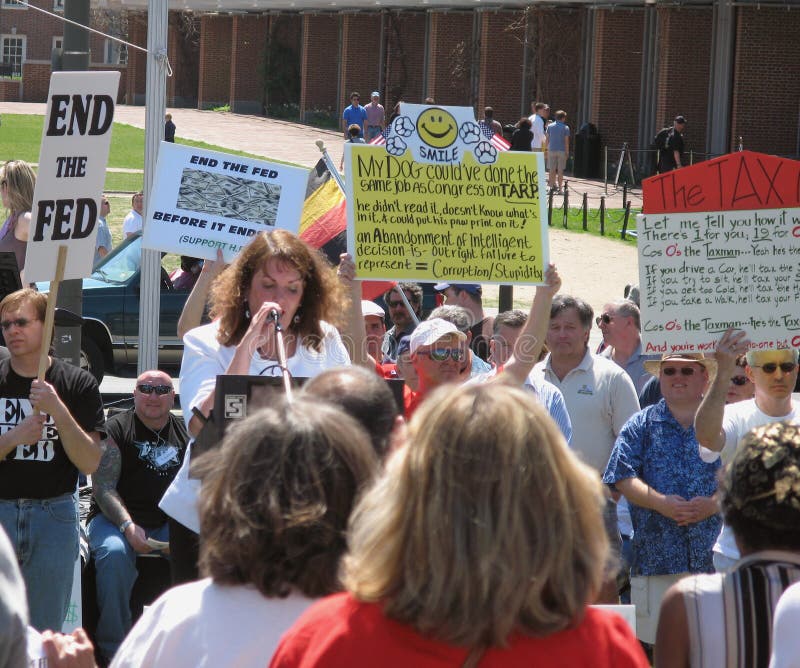 Tea Party Protesters Raise Signs Editorial Stock Photo - Image of ...