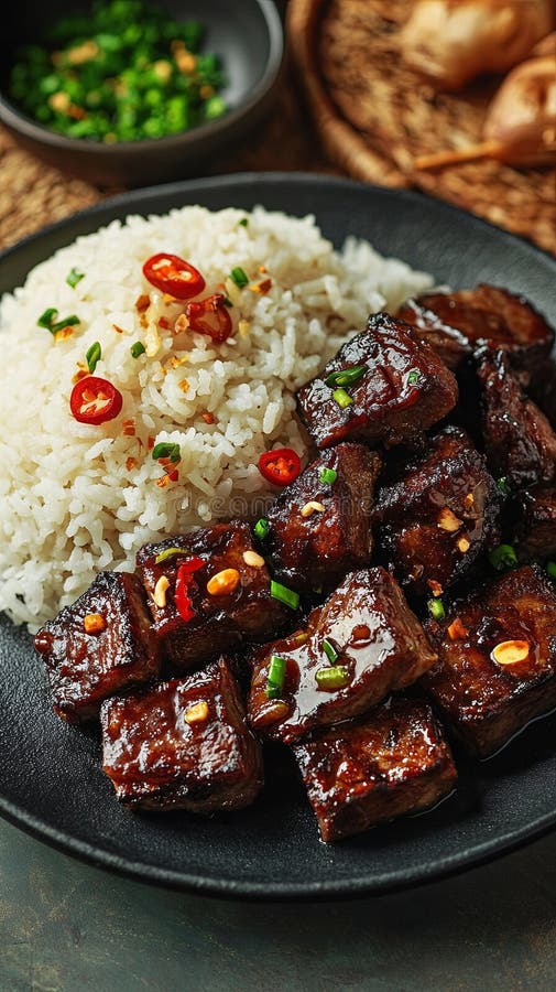 Philippine Adobo with Garlic Rice. Stock Image - Image of dish, cooked ...