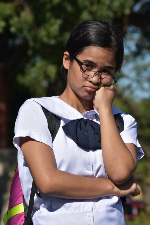 Philippine Girl and Worry with Glasses Stock Image - Image of anxiety ...
