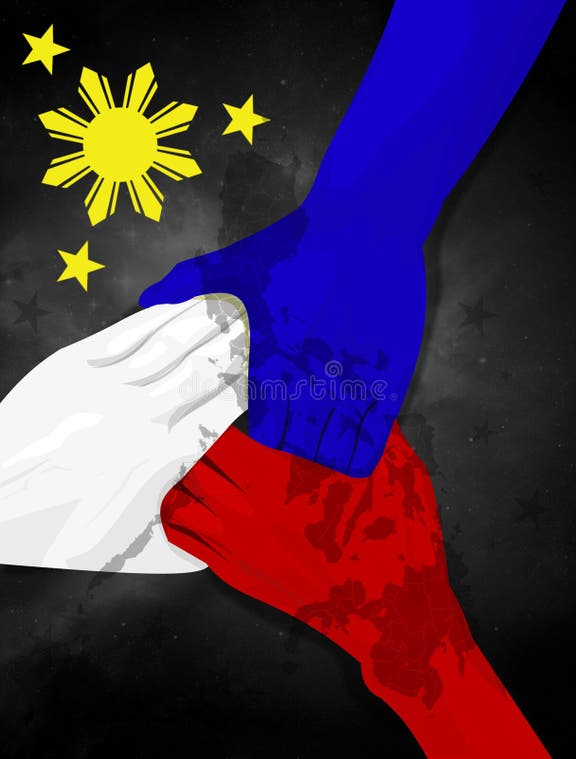 Philippine Hands Flag Unity Help Stock Illustration - Illustration of ...
