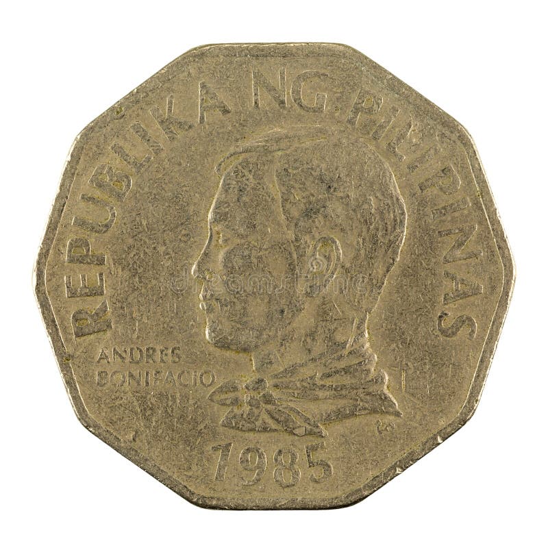 5 Philippine Peso Coin 2018 Obverse Isolated on White Background Stock ...