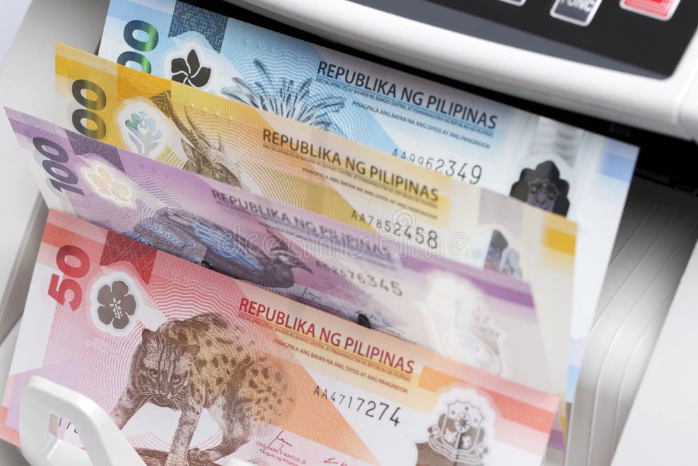 Philippine Peso in the Counting Machine Stock Image - Image of counting ...