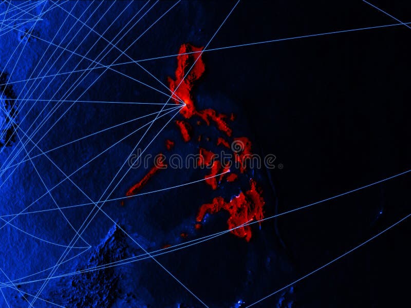 Philippines on Blue Digital Map with Networks. Concept of International ...