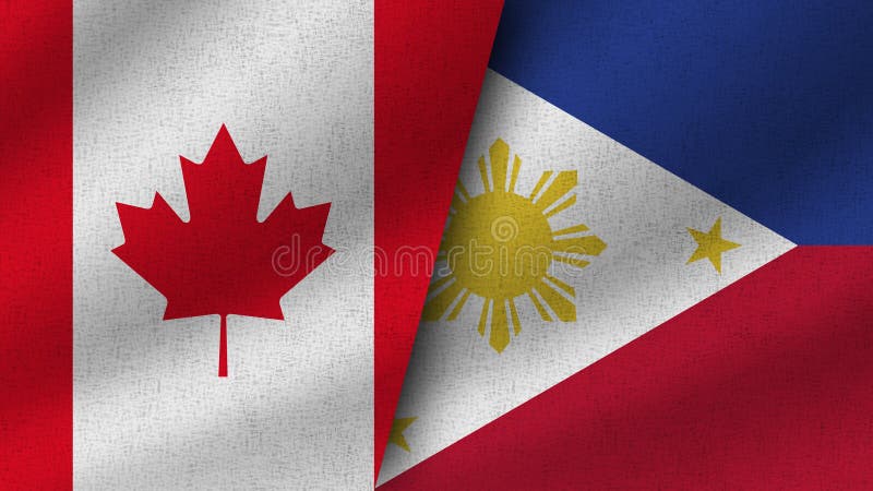 Philippines and Canada Realistic Two Flags Together Stock Illustration ...