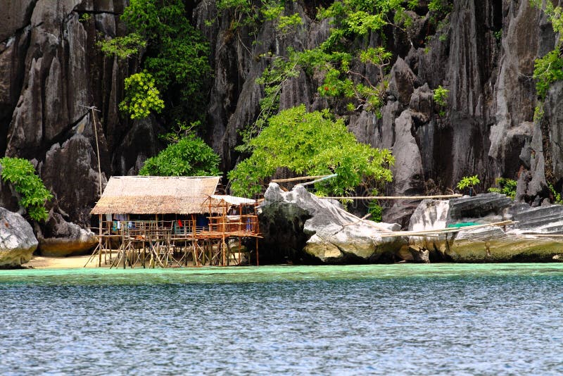 Beach Hut in Coron, Palawan, Philippines Stock Image - Image of ocean ...