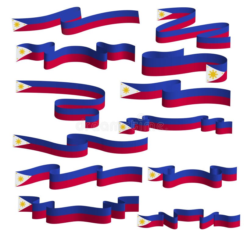 Philippines Country Flag Ribbon Vector Set Stock Vector - Illustration ...