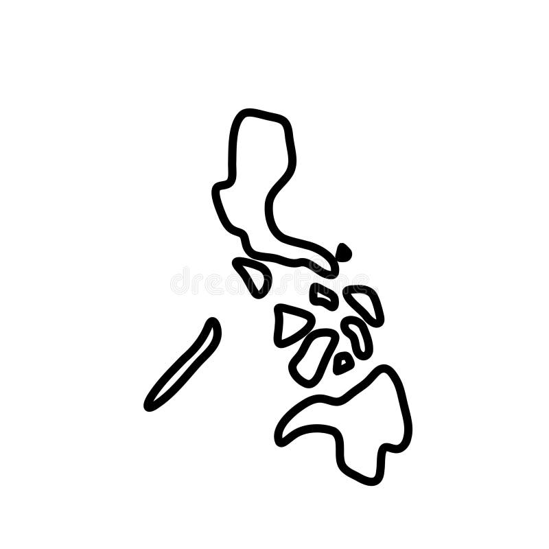 Philippines Simplified Vector Outline Map Stock Vector - Illustration ...