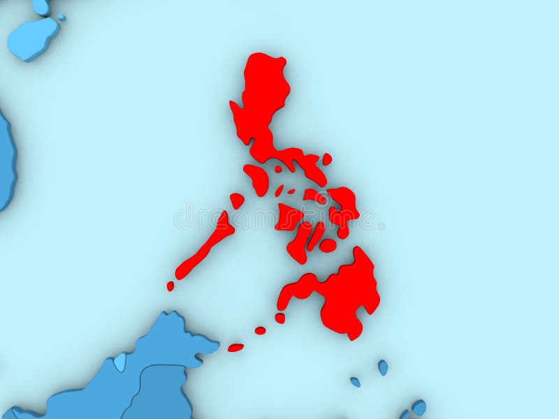 Philippines on 3D map stock illustration. Illustration of highlighted ...