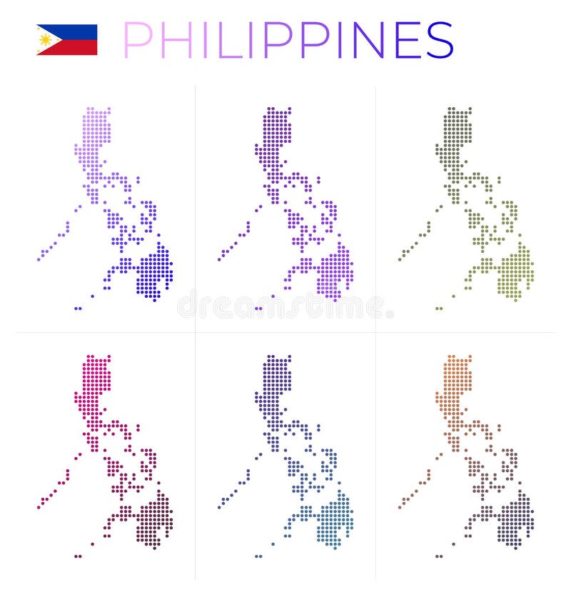 Philippines Dotted Map Set. Stock Vector - Illustration of geometric ...