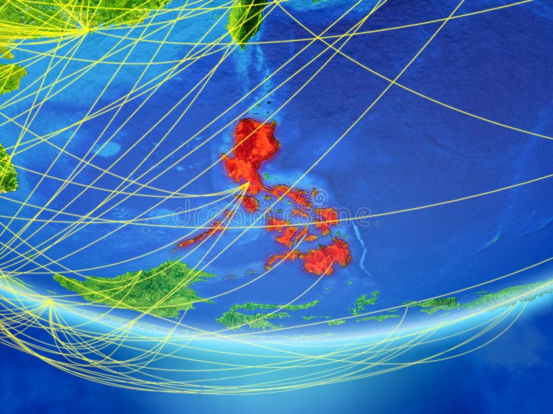 Philippines on Earth with Network Stock Illustration - Illustration of ...