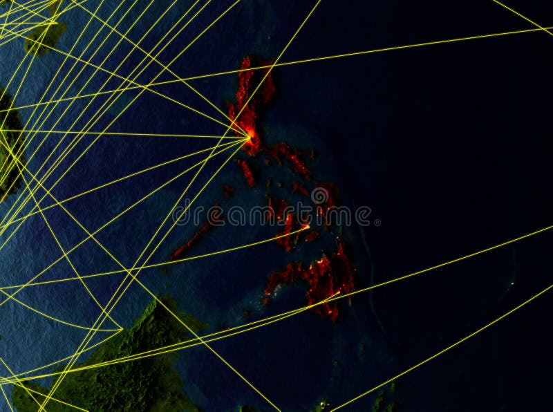 Philippines on Earth with Networks Stock Illustration - Illustration of ...