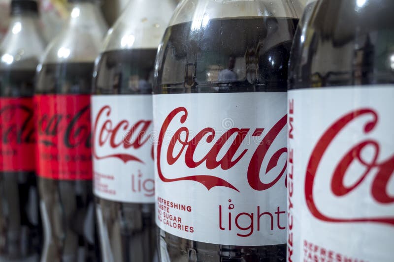 A Row of 1.5 Liter Coke Zero and Coke Light PET Bottles Editorial Image ...