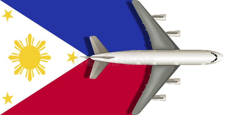 Philippines Flag with an Airplane Flying Over it. Vector Image Stock ...