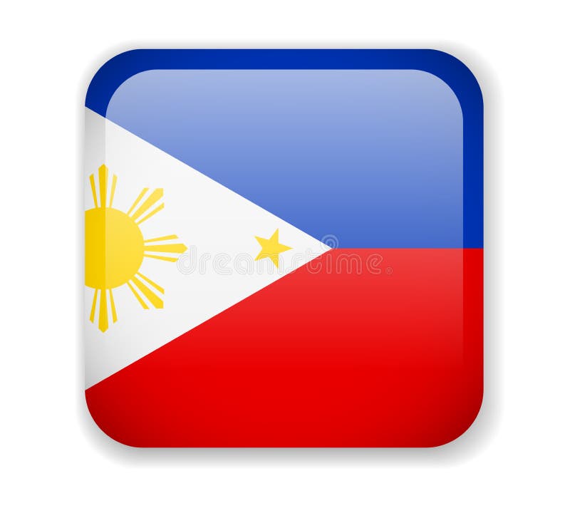 Philippines Flag Bright Square Icon on a White Background Stock ...