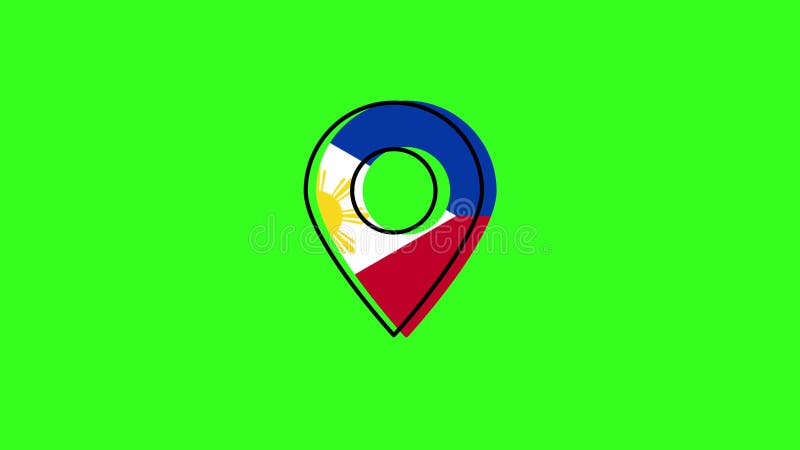 Philippines Flag Inside Animated Location Icon on Green Screen Stock ...
