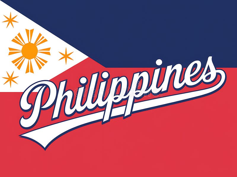 Philippines Flag with Stylized Country Name Stock Photo - Image of bold ...