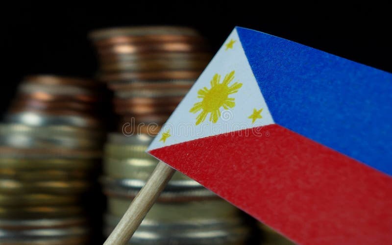 Philippines Flag Waving with Stack of Money Coins Stock Image - Image ...