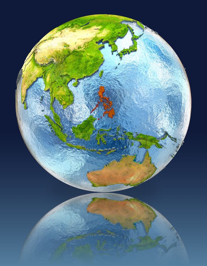 Philippines on globe stock illustration. Illustration of region - 83796762