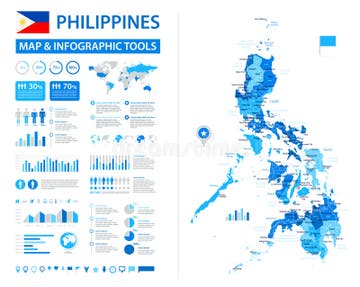Philippines Infographic Map with Data Visualization Elements - Vector ...