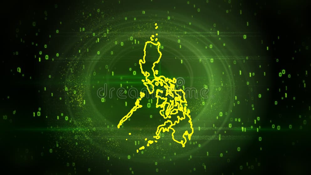 Philippines Map on Digital Background Stock Illustration - Illustration ...