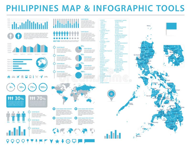 Philippines Map - Info Graphic Vector Illustration Stock Illustration ...