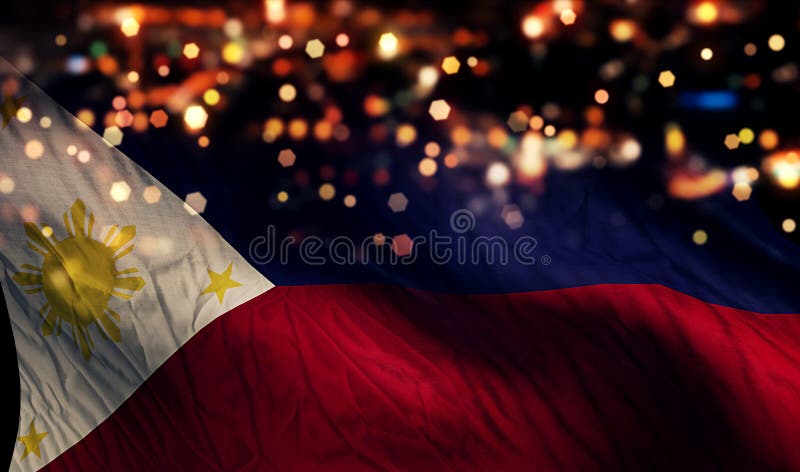 Philippines National Flag Light Night Bokeh Abstract Background Stock ...