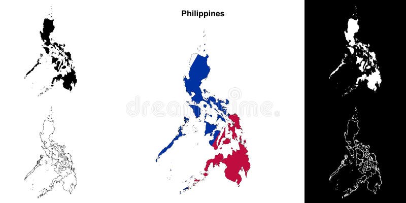 Philippines outline map stock vector. Illustration of clipart - 323785838