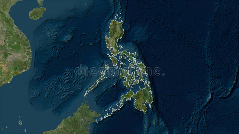 Philippines Outlined. High-res Satellite Stock Illustration ...