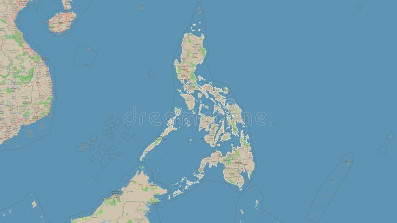 Philippines Outlined. Topo German Stock Illustration - Illustration of ...