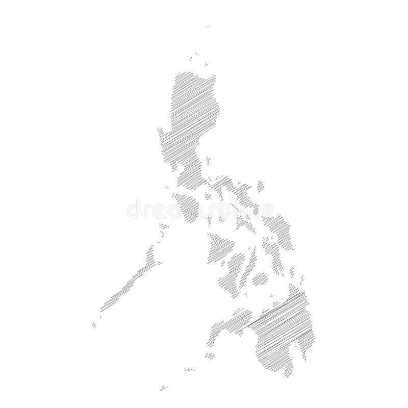 Philippines - Pencil Scribble Sketch Silhouette Map of Country Area ...