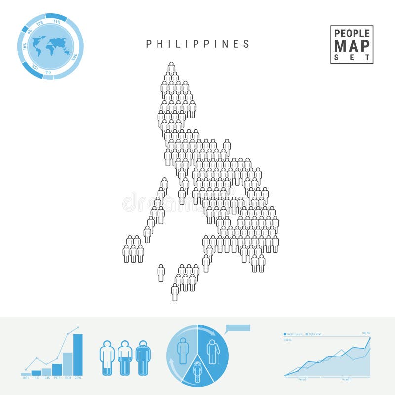 Philippines People Icon Map. Stylized Vector Silhouette of Philippines ...