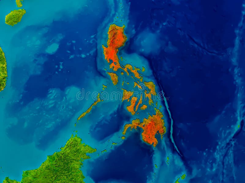 Philippines on Physical Map Stock Illustration - Illustration of ...
