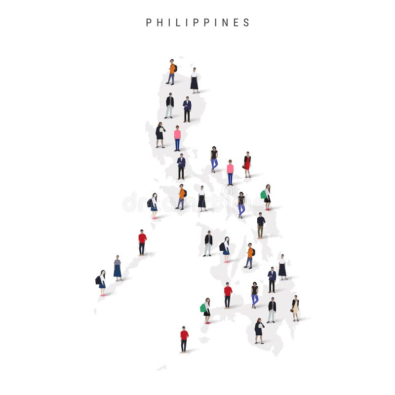 Philippines Population Map. Large Group of People in a Shape of ...