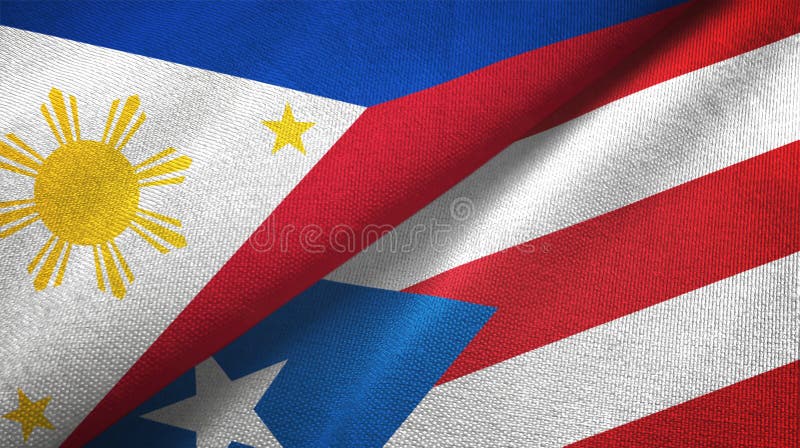 Philippines and Puerto Rico Two Flags Textile Cloth, Fabric Texture ...