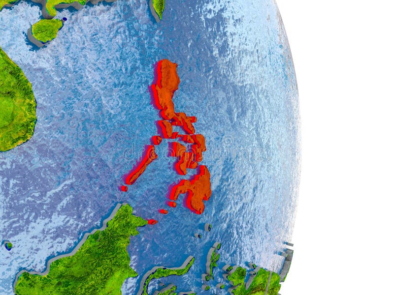 Philippines on Realistic Globe Stock Illustration - Illustration of ...